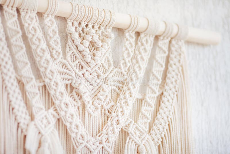 Close-up of Hand Made Macrame Texture Pattern. ECO Friendly Modern ...
