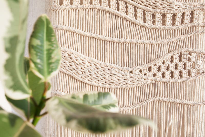 Close-up of Hand Made Macrame Texture Pattern. ECO Friendly Modern ...
