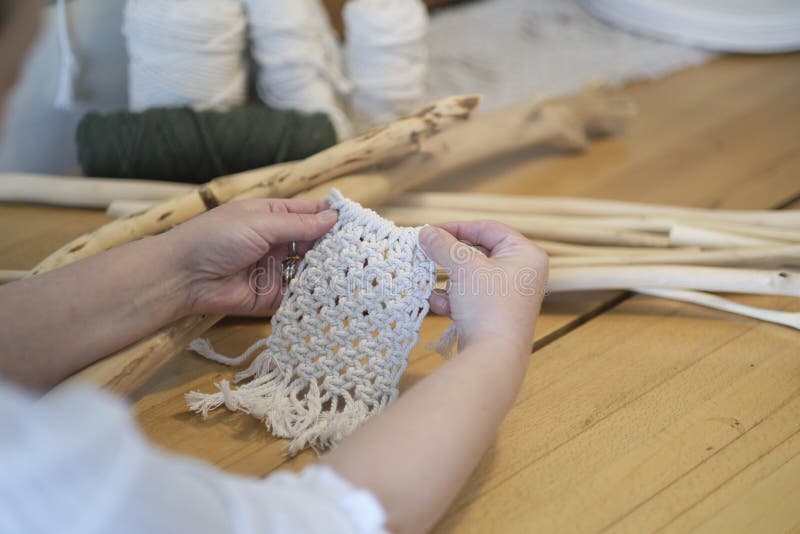 Close-up of Hand Made Macrame Texture Pattern. ECO Friendly Modern ...