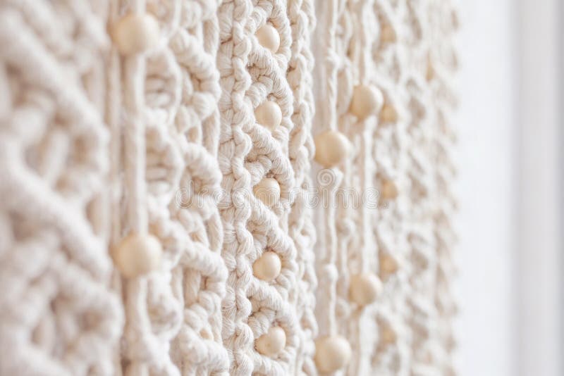 Close-up of Hand Made Macrame Texture Pattern. Eco Friendly Modern ...