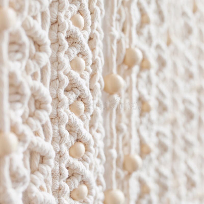 Close-up of Hand Made Macrame Texture Pattern. Eco Friendly Modern ...