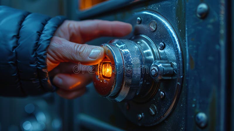 Close-up of Hand Opening a Secure Vault with Combination Lock Stock ...