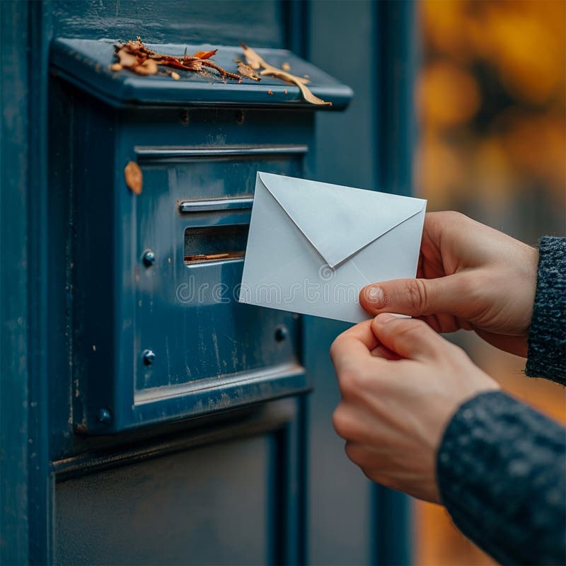 Hand Delivering Letter To Mailbox Stock Photo - Image of post, leaves ...