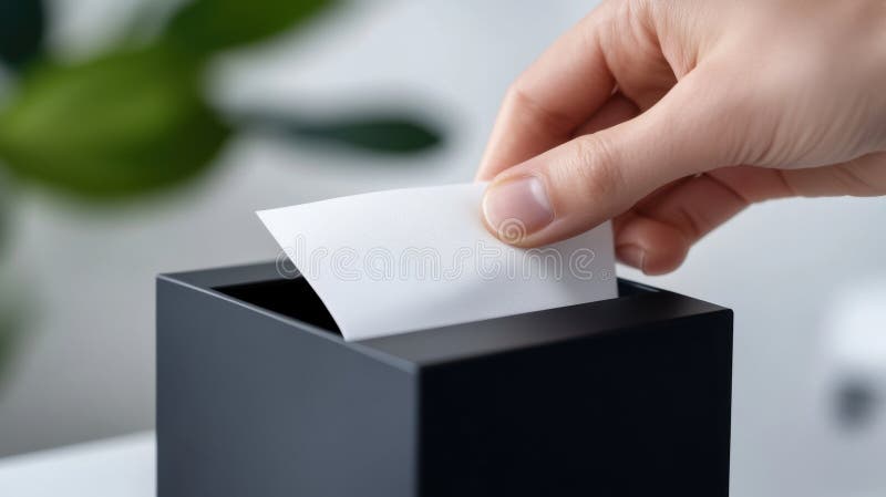 A Close-up of a Hand Placing a Folded Anonymous Survey Form into a ...