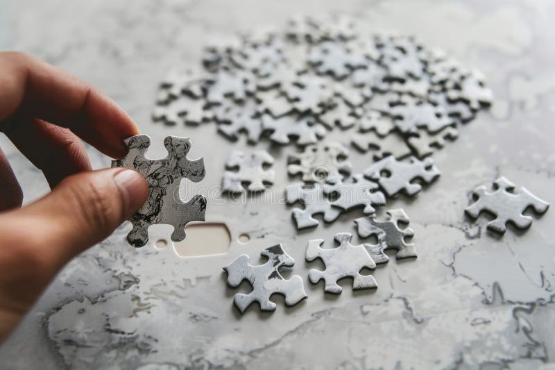 Hand Placing Final Puzzle Piece Stock Image - Image of challenge ...
