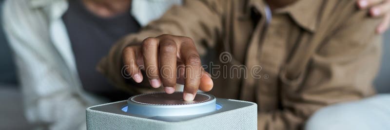 Touching Bluetooth Speaker with Button Interface Stock Photo - Image of ...