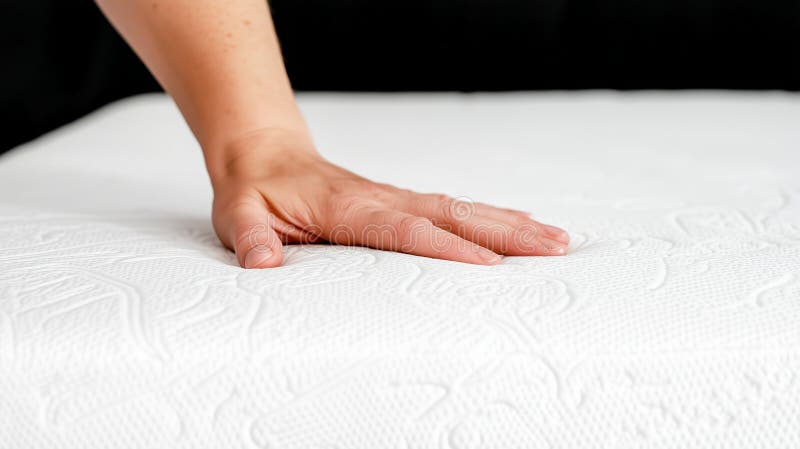 Hand Pressing a Comfortable Mattress To Test Softness Stock Image ...