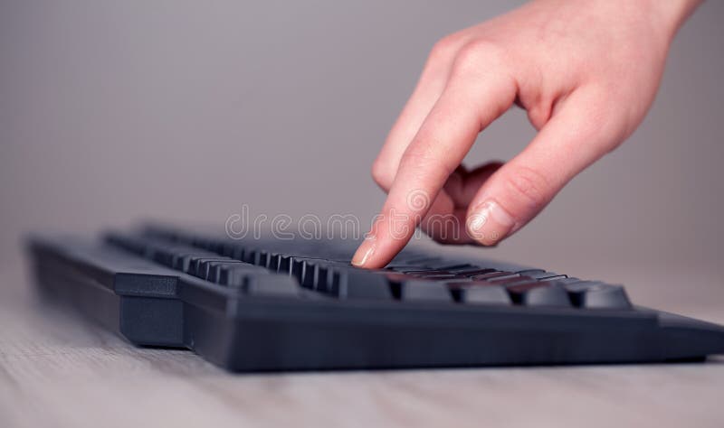 Close Up of Hand Pressing Keyboard Buttons Stock Photo - Image of ...