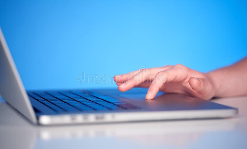 Keyboard Buttons Pressed by Hand with High Tech Icons Stock Image ...