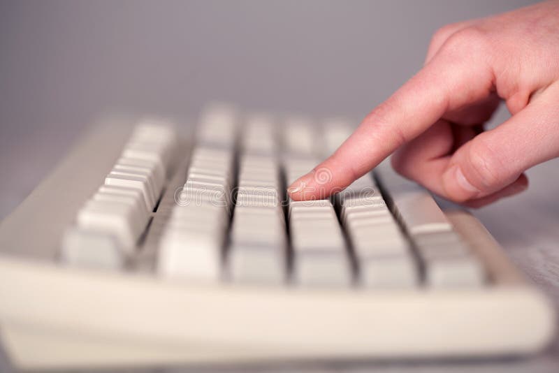 Keyboard Buttons Pressed by Hand with High Tech Icons Stock Image ...