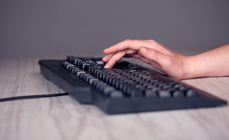 Close Up of Hand Pressing Keyboard Buttons Stock Photo - Image of ...