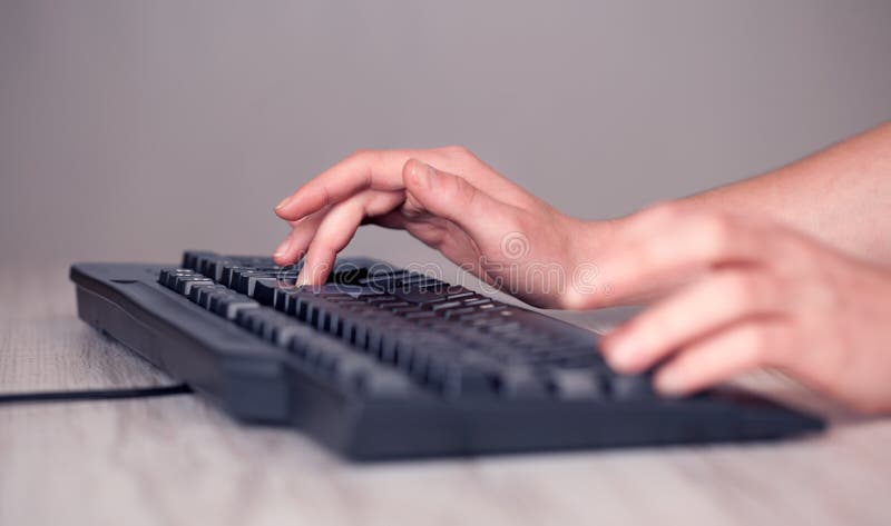 Close Up of Hand Pressing Keyboard Buttons Stock Image - Image of ...