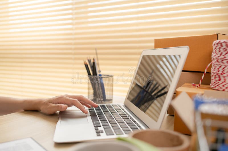 Close-up of Hand Pressing on Laptop Keyboard Stock Image - Image of ...