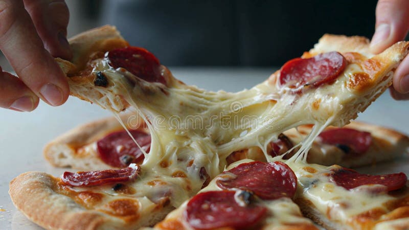 Delicious Pizza Slice with Melted Cheese Pulled Apart Stock Video - Video of melted, close ...