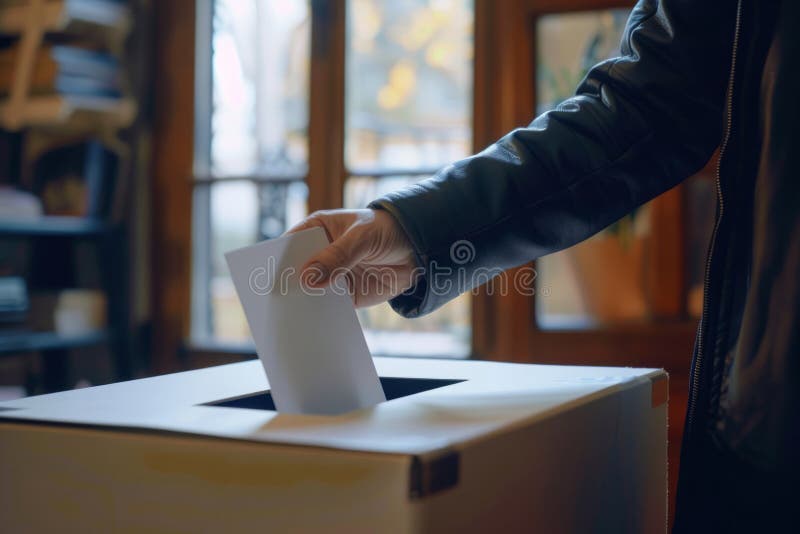Close Up of a Hand Putting a Ballot Paper into an Election Box Stock ...