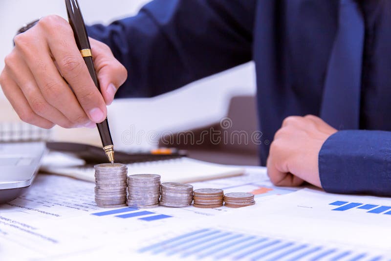 Hand Putting Money Coins Stack in Saving Money Stock Image - Image of ...