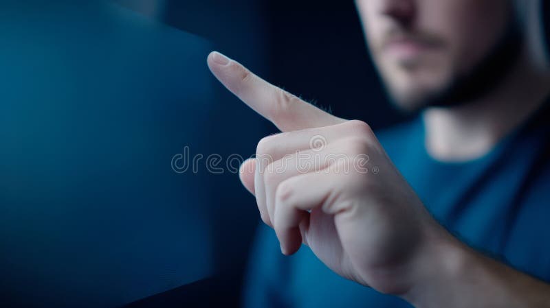 Hand Interacting with Futuristic Digital Interface Stock Image - Image ...