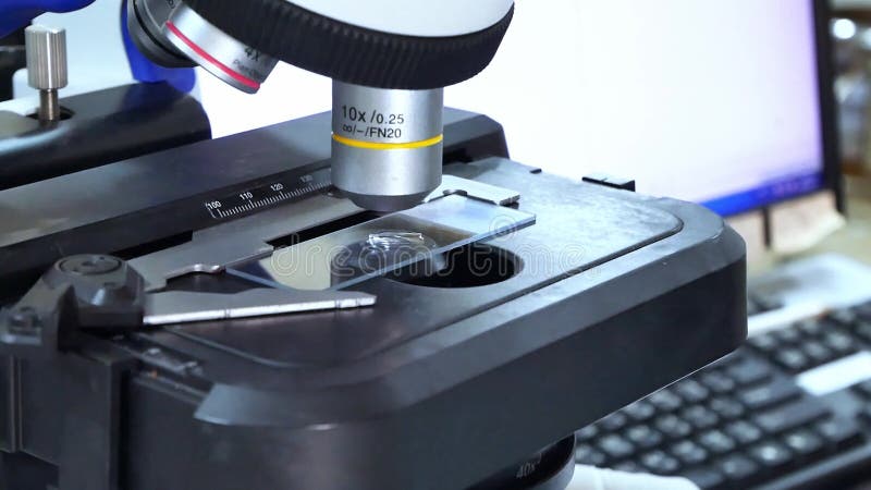 Close Up Hand Scientist Using Light Microscope. Stock Video - Video of ...