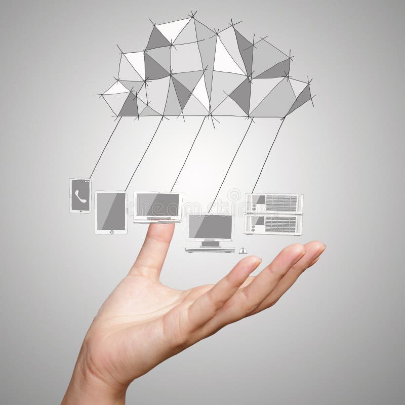 Close Up of Hand Showing Cloud Computing Diagram Stock Photo - Image of ...