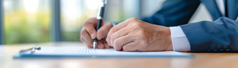 Close-up of Hand Signing a Business Contract Stock Illustration ...