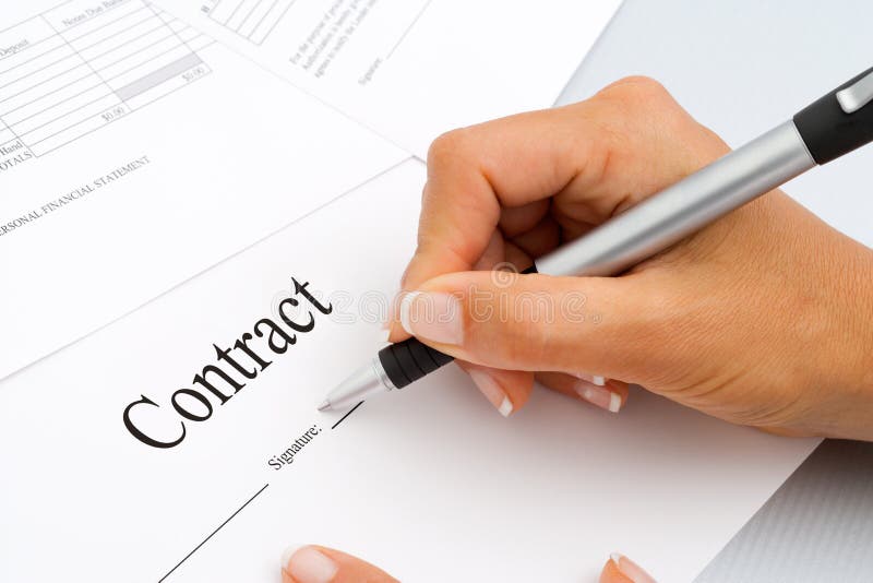 Female Hand Signing A Contract, Mortgage Stock Photo - Image of ...