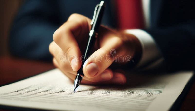 Close-up of Hand Signing Important Document Stock Illustration ...