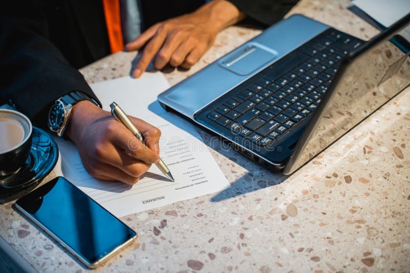 Close Up of Hand Signing on a Paper Document Stock Image - Image of ...