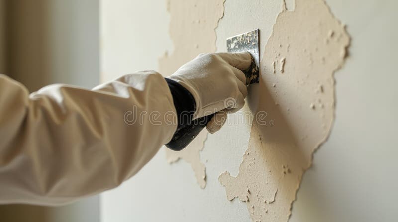 Close-Up of Hand Smoothing Plaster with Trowel on a Wall Stock ...