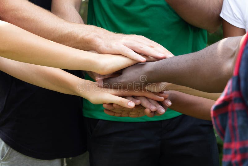 Close Up of Hand Stack Over Each Other Stock Image - Image of american ...