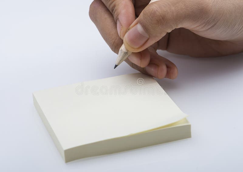 Close Up Hand and Sticky Note Stock Photo - Image of blank, note: 40382630