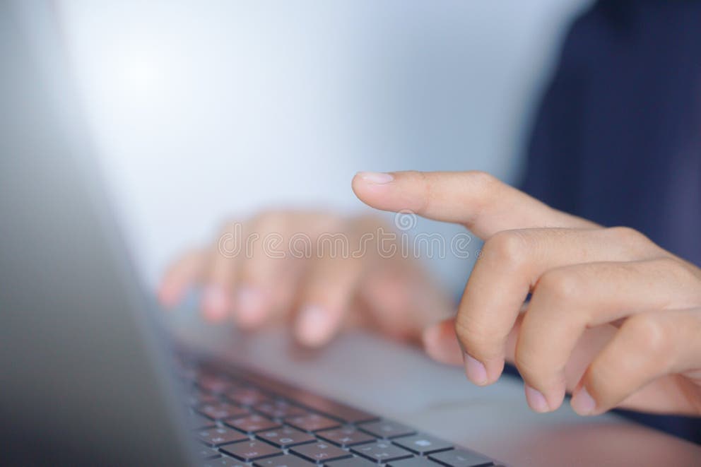 Close-up of Hand Tapping on Laptop Keyboard, Digital Interaction and ...