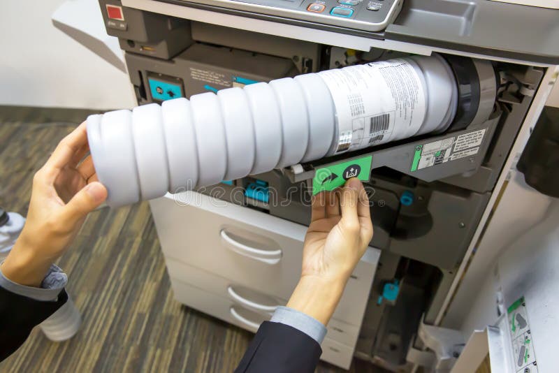 Close Up Hand of Technician To Open Cover of the Photocopier Stock ...
