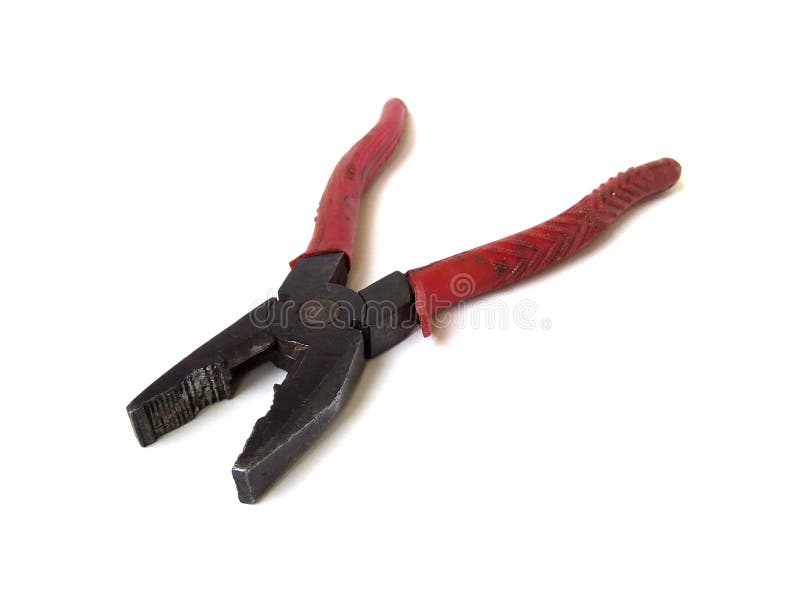 Red handle old pliers. stock photo. Image of electrical - 139552416