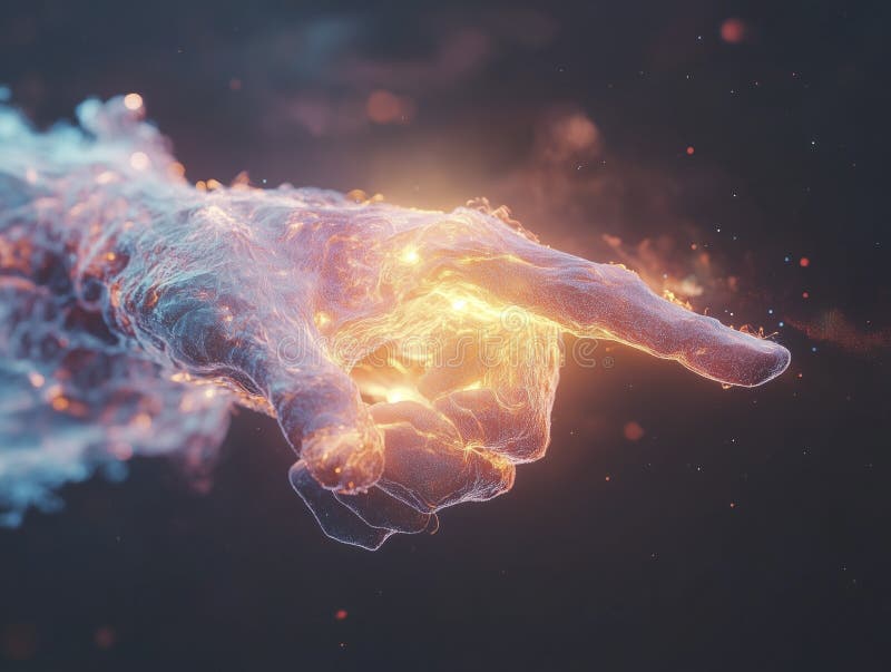 Close-up of a Hand on Touch Screen. HUD. Stock Illustration ...