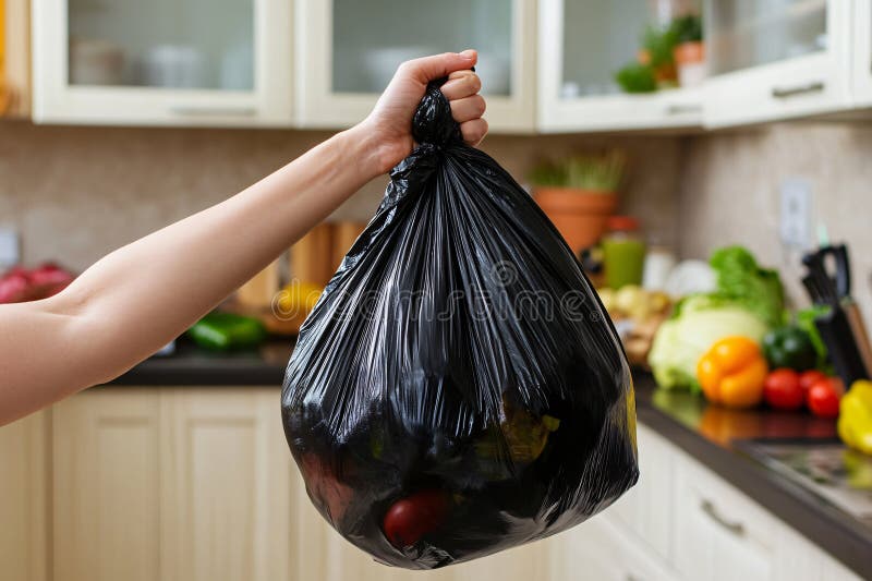 Close Up of Hand with Trash Bag Stock Illustration - Illustration of ...
