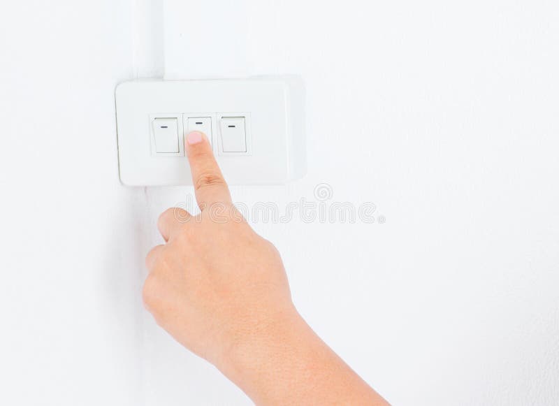 Close Up Hand Turning on or Off on Light Switch Stock Image - Image of ...