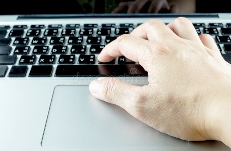 Close Up Hand Type on Laptop Keyboard, Technology Concept Stock Photo ...