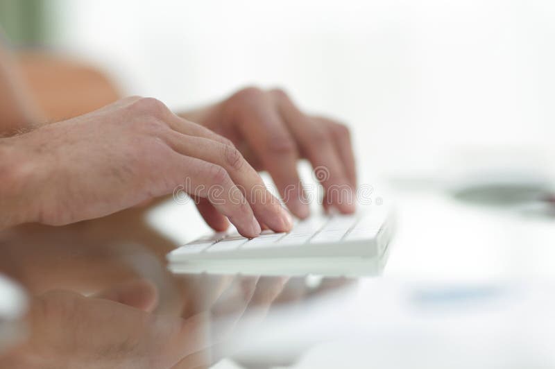 Close-up of Hand Typing Text on Computer Keyboard. Stock Photo - Image ...