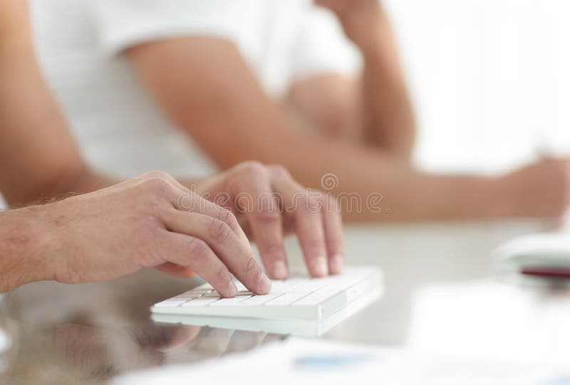Close-up of Hand Typing Text on Computer Keyboard. Stock Photo - Image ...