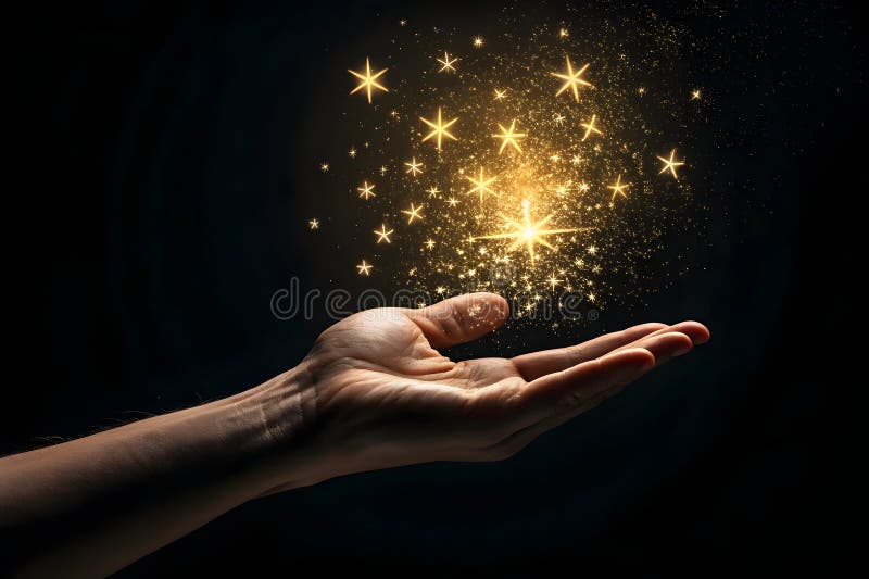 Hand with Glowing Light Particles Symbolizing Magic Stock Illustration ...