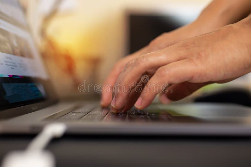 Close up hand use keyboard stock image. Image of home - 139087849