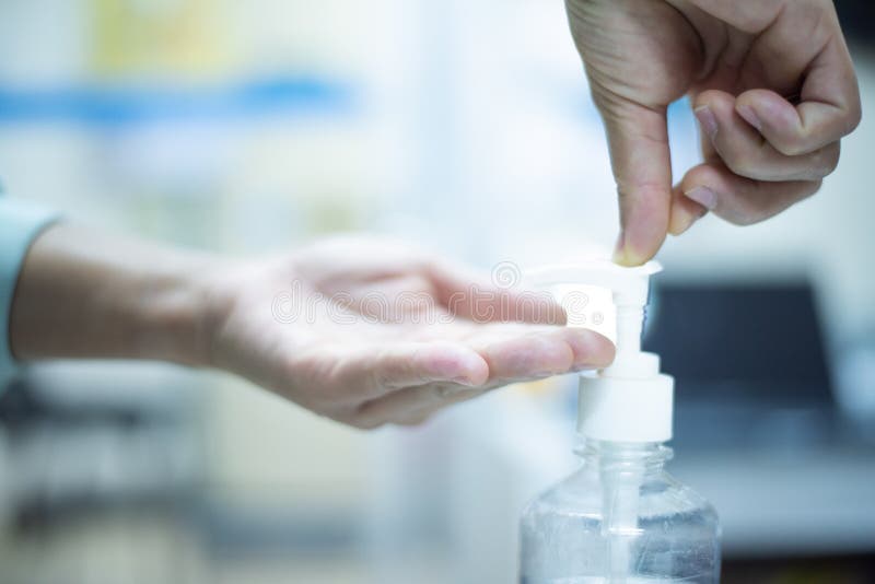Close Up Hand Using Alcohol Gel Stock Image - Image of clean, infection ...
