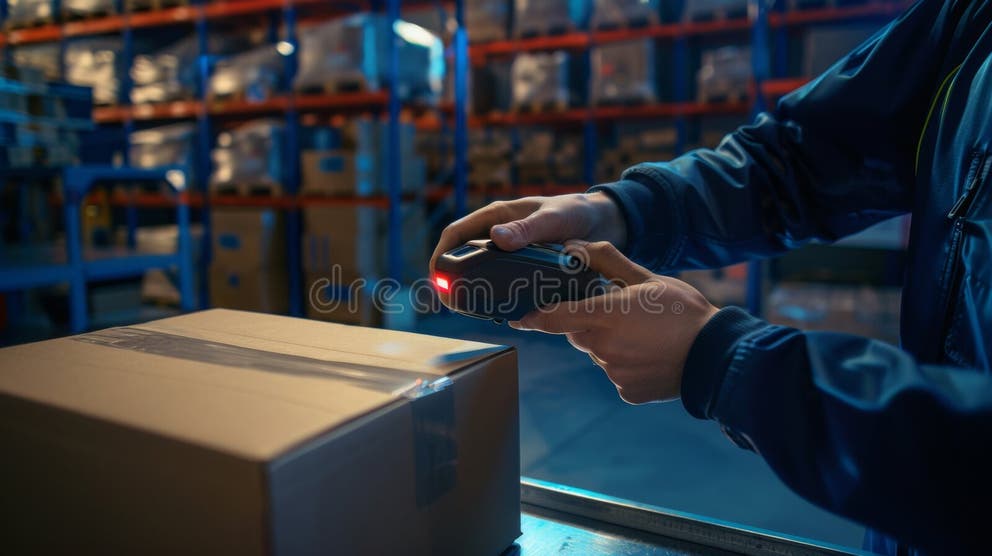 A Worker Scanning Warehouse Inventory. AI Generated Stock Image - Image ...