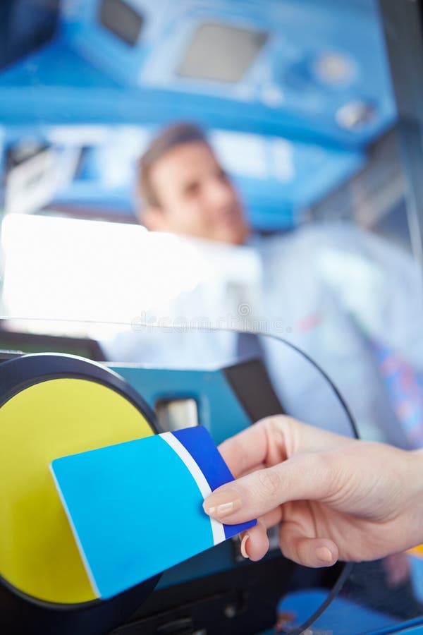 Close Up of Hand Using Bus Pass for Journey Stock Image - Image of ...