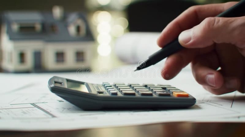 Real Estate Financial Planning: Hand Using Calculator for Home Budget ...