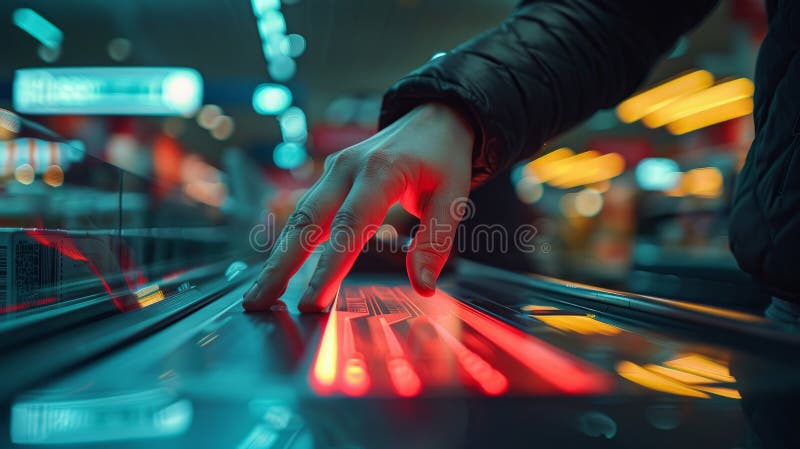 Close-up of a Hand Using a Futuristic Touchscreen Panel. Stock Photo ...
