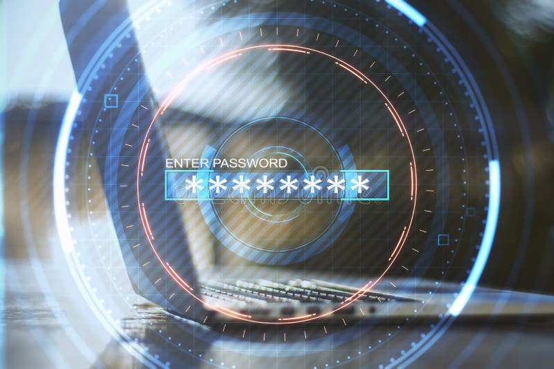 Close Up of Hand Using Laptop on Blurry Desktop Background with ...