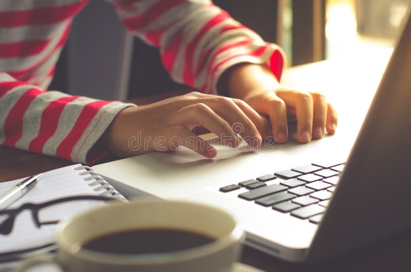 Close Up Hand are Using Laptops. Stock Photo - Image of computing ...