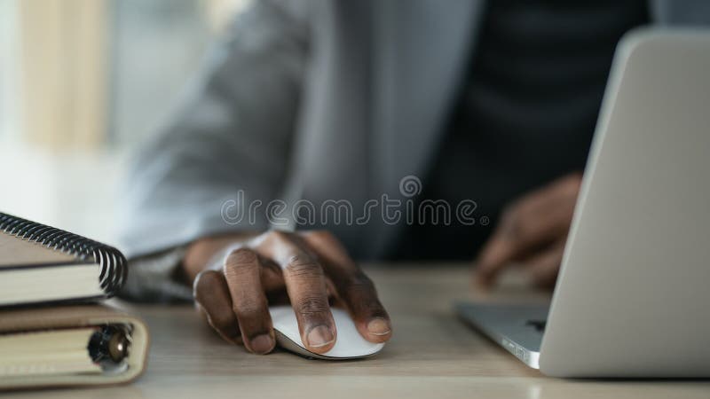 Close up hand using mouse stock image. Image of businessman - 263611215