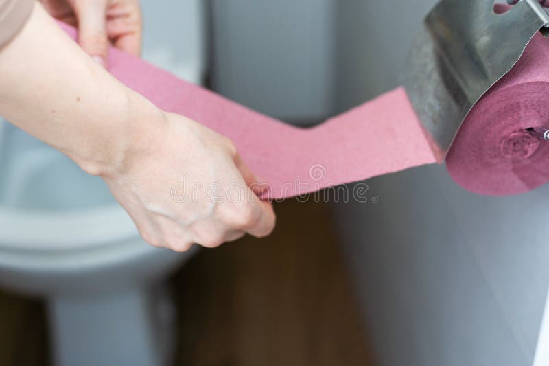 Close-up of in Hand Using a Toilet Paper. Stock Image - Image of ...